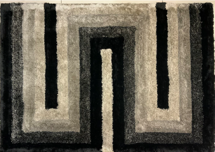 THE GEOMETRIC PATTERN BLACK & CREAM FINISH CARPET FOR HOME FLOOR - You ...