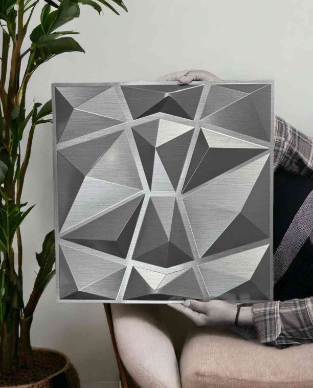 Mosaic Wall Highlighter/ 3D PVC Panel/ #01 Diamond Glossy Silver - You ...