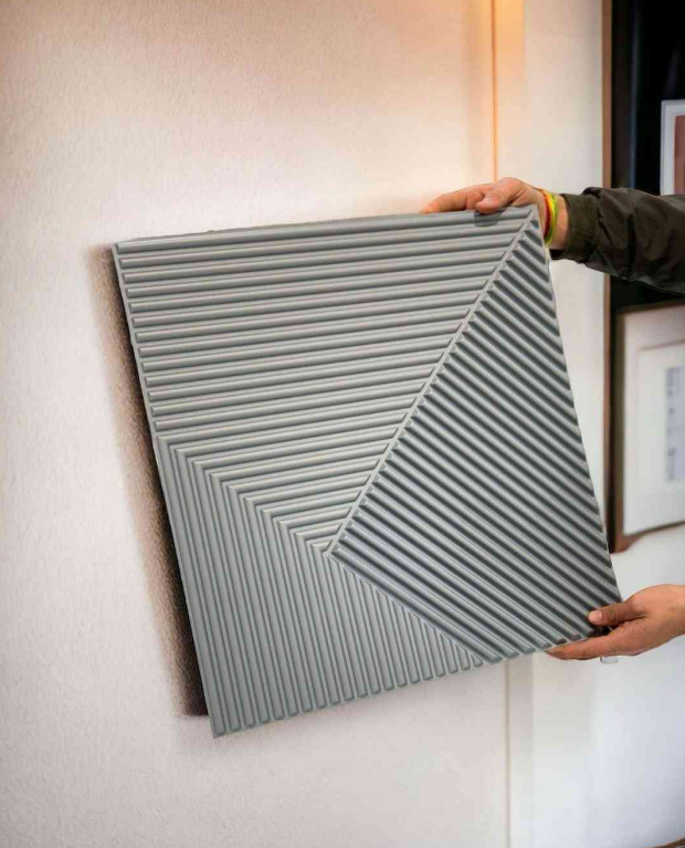 Mosaic Wall Highlighter/ 3D PVC Panel/ #17 Louver Matt Grey - You Construct