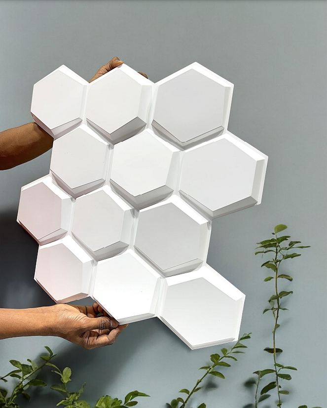 Mosaic Wall Highlighter/ 3D PVC Panel/ Honeycomb White – You Construct